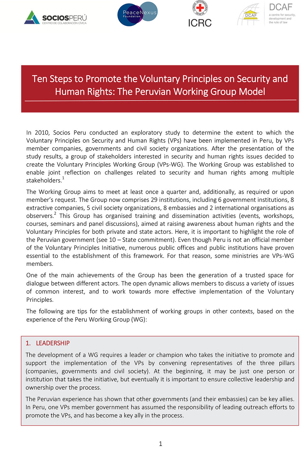 Ten Steps to Promote the Voluntary Principles on Security and Human ...